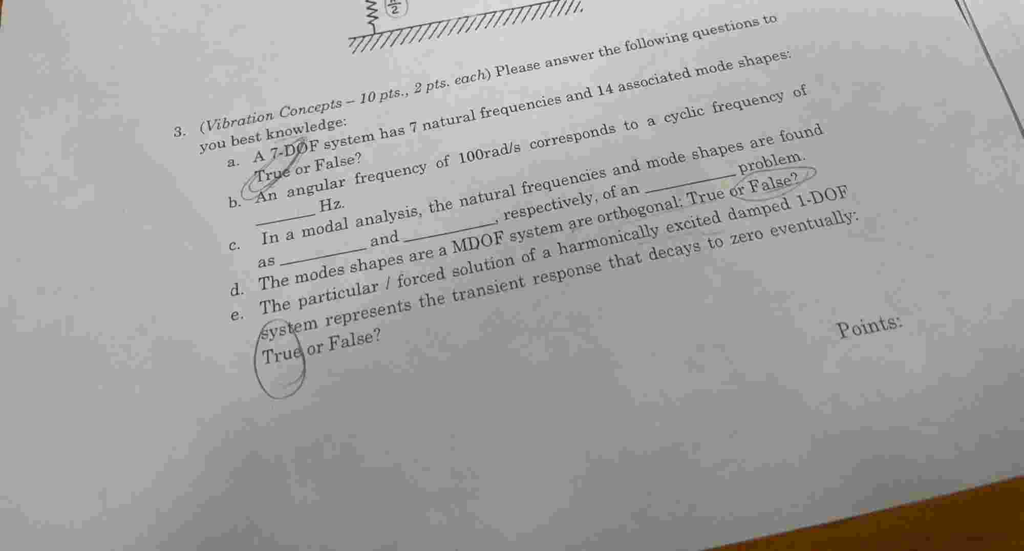 Solved 3. (Vibration Concepts - 10 ﻿pts., 2 ﻿pts. ﻿each) | Chegg.com