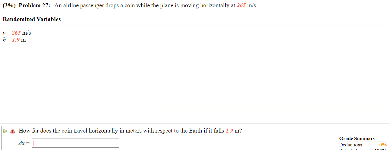Solved Problem 27: An airline passenger drops a coin while | Chegg.com