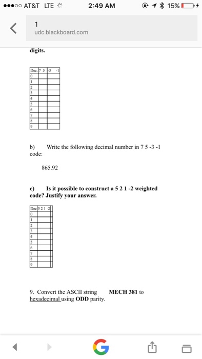 Solved oo AT&T LTE 2:49 AM udc.blackboard.com digits. b) | Chegg.com