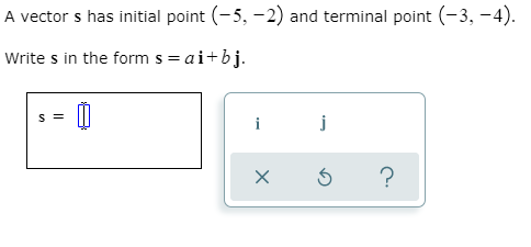 Solved A vector s has initial point (-5, -2) and terminal | Chegg.com