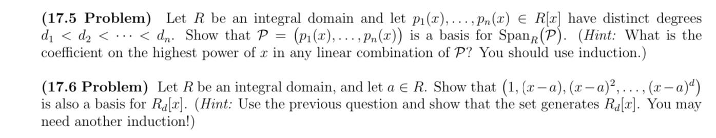Solved (17.5 Problem) Let R be an integral domain and let | Chegg.com