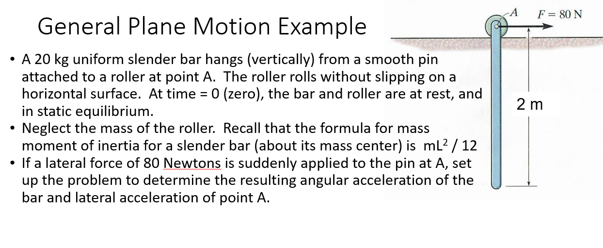 Solved General Plane Motion Example - A 20 kg uniform | Chegg.com