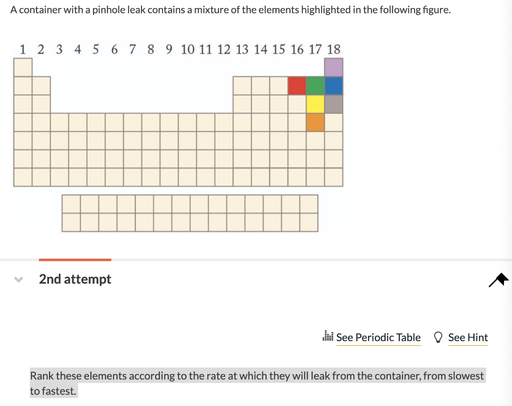 Solved A container with a pinhole leak contains a mixture of | Chegg.com