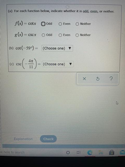 Solved (a) For each function below, indicate whether it is | Chegg.com