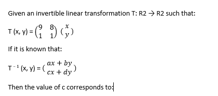 Solved Given an invertible linear transformation T: R2 → R2 | Chegg.com