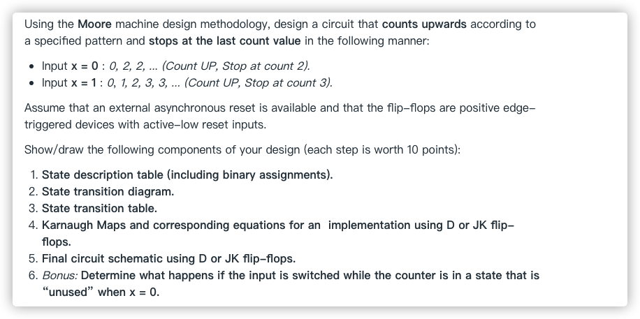 Solved Using the Moore machine design methodology, design a | Chegg.com