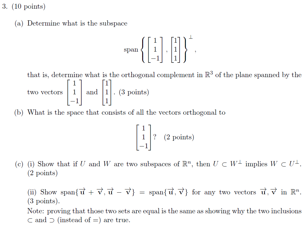 Solved (a) Determine what is the subspace | Chegg.com