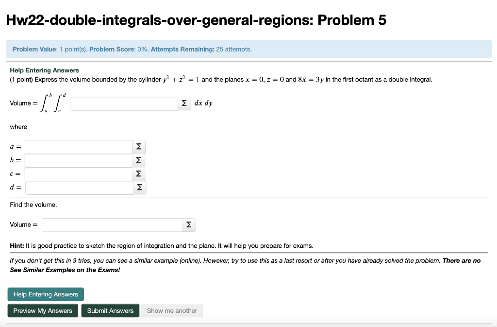 Solved Hw22-double-integrals-over-general-regions: Problem 5 | Chegg.com