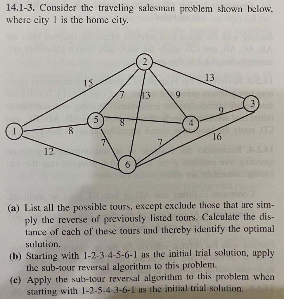 Solved 14.1-3. Consider the traveling salesman problem shown | Chegg.com