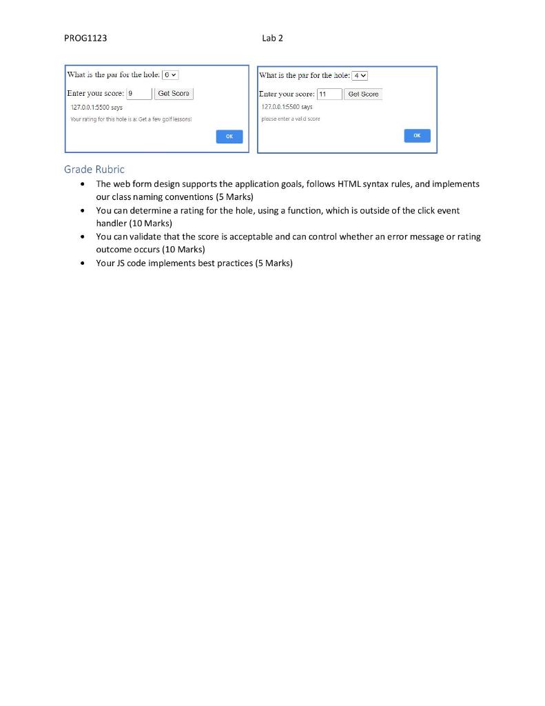 PROG1123 Lab 2 Lab Overview In this assessment you | Chegg.com