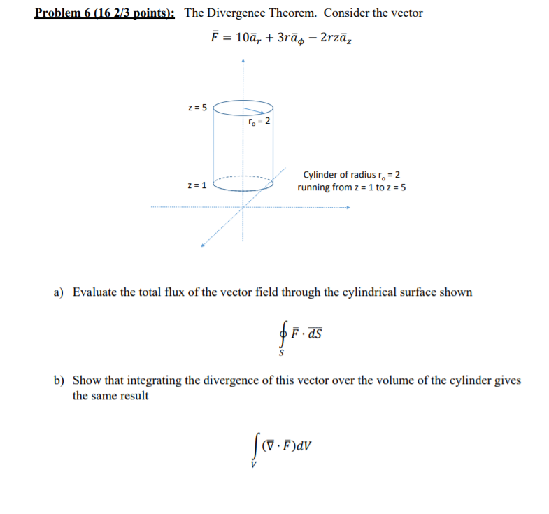 Solved Problem 6 (16 2/3 points): The Divergence Theorem. | Chegg.com