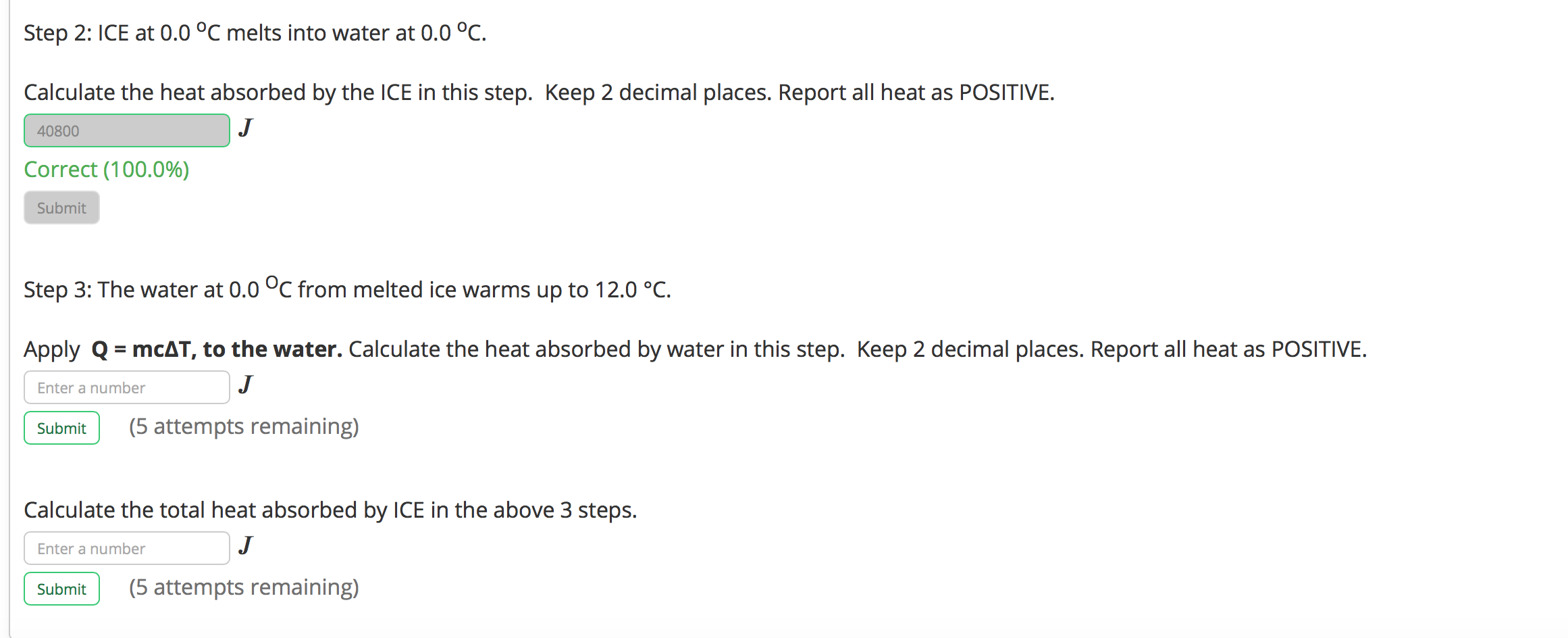 Solved Temperature Change and Phase Change - Specific Heat | Chegg.com