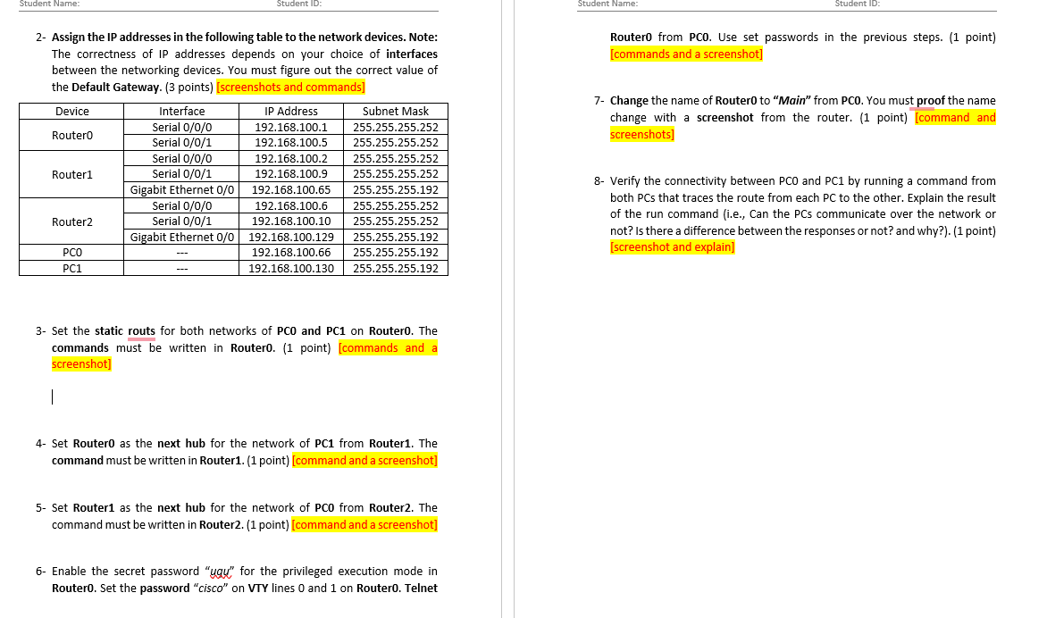 Solved 2- Assign the IP addresses in the following table to | Chegg.com