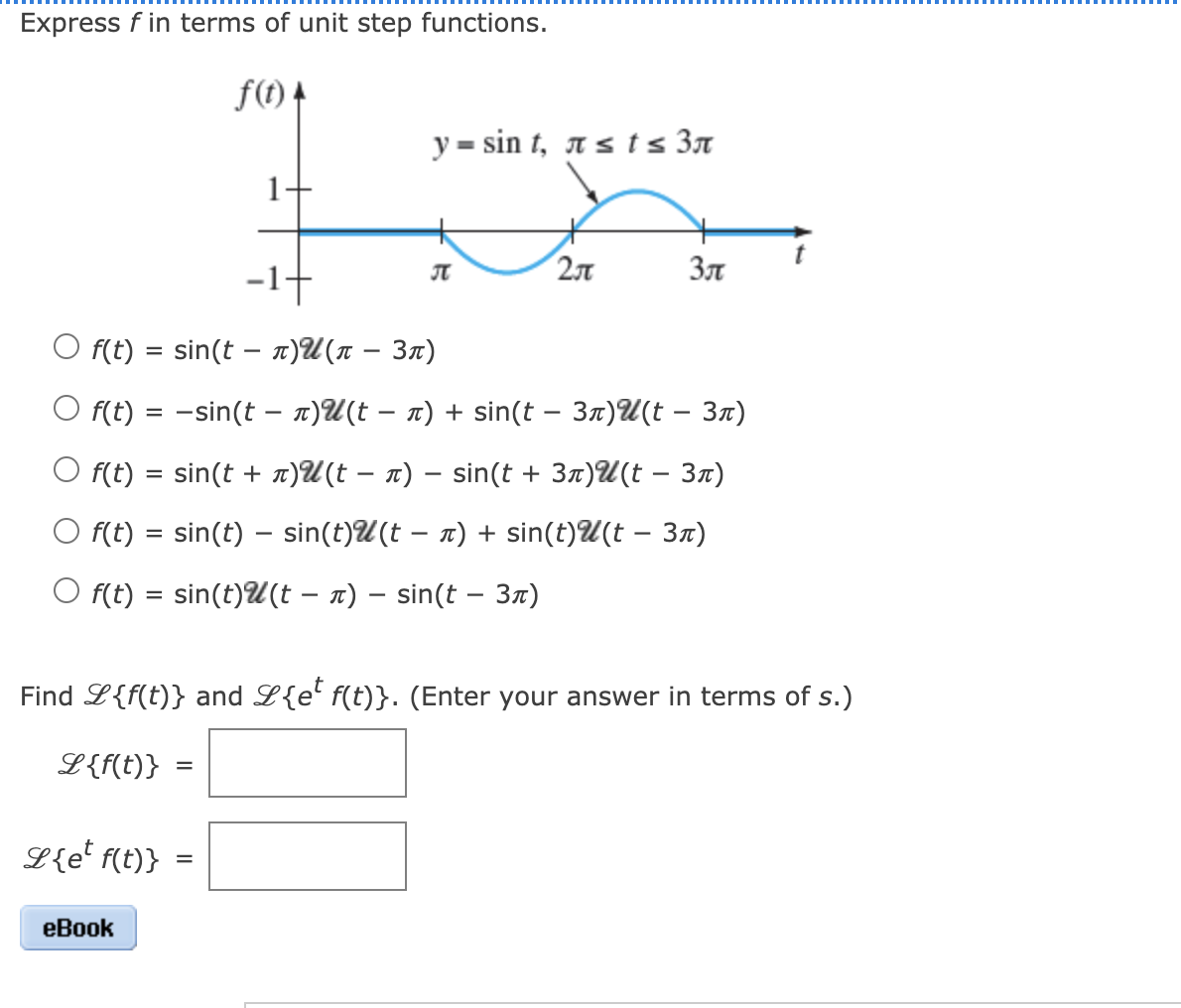 Solved Express f in terms of unit step functions. f(0) y = | Chegg.com