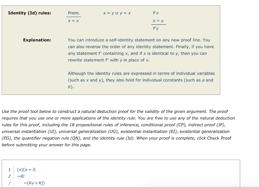 Solved Identity (Id) rules: Prem. FX Fy You can introduce a | Chegg.com
