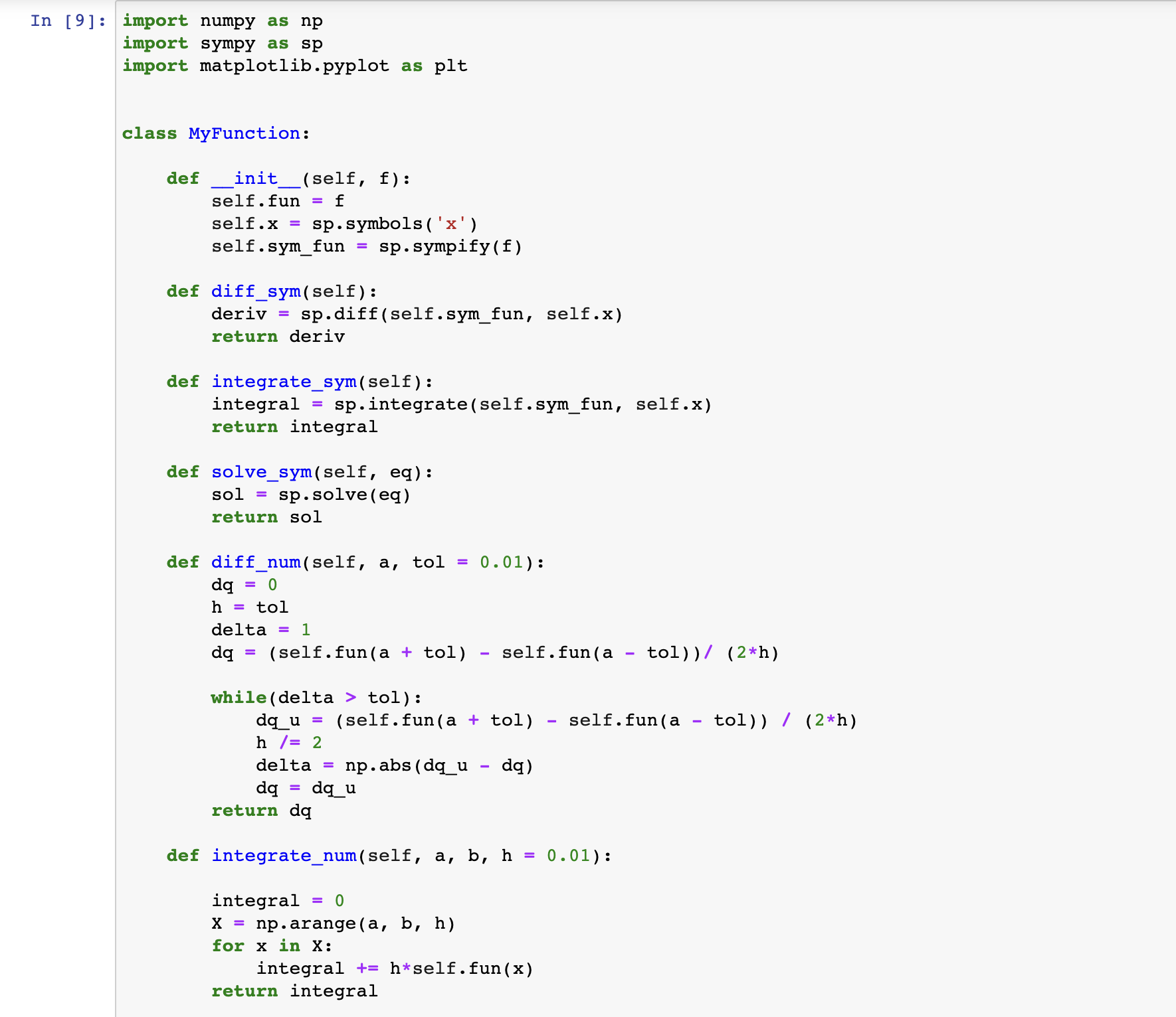 Solved We are being asked to build a class MyFunction. It | Chegg.com