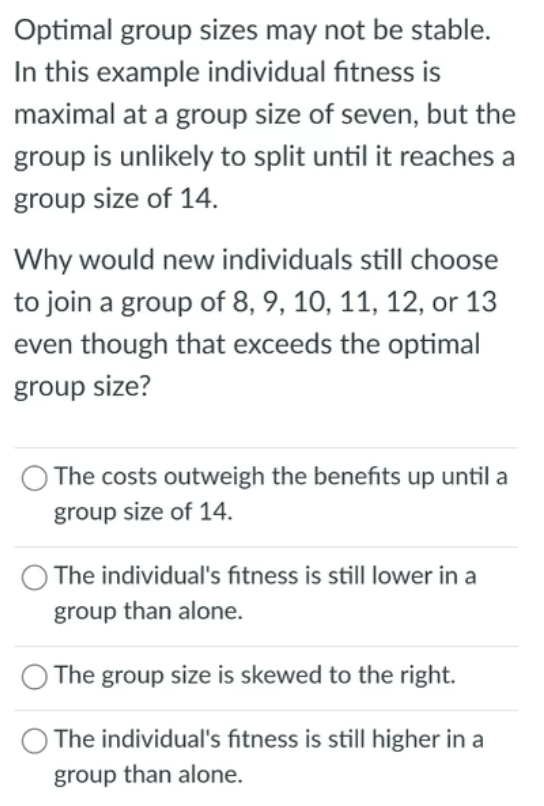Solved Optimal group sizes may not be stable. In this | Chegg.com