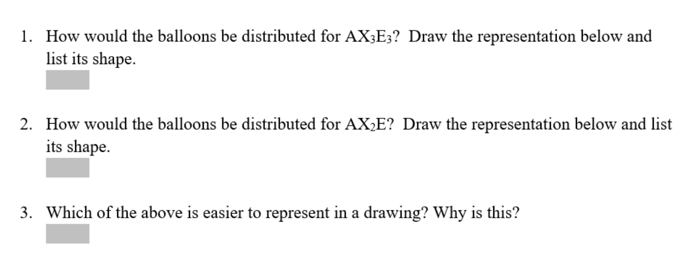 Solved 1. How would the balloons be distributed for AX3E3 ? | Chegg.com