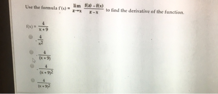Solved Use the formula f"(x) =冖 lim f(z) -f(x) to find the | Chegg.com