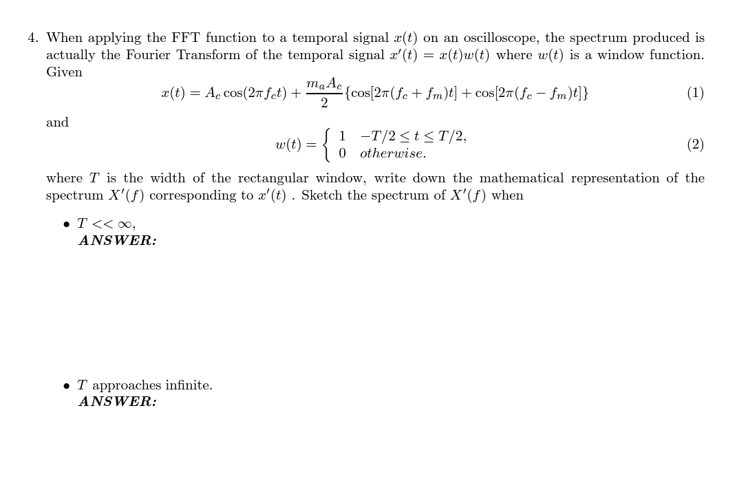 4. When applying the FFT function to a temporal | Chegg.com