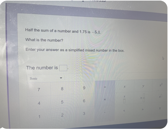 Solved Half the sum of a number and 1.75 ﻿is -5.1 .What is | Chegg.com