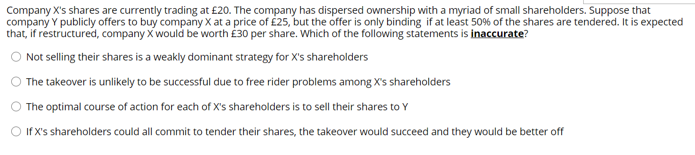 Solved Company X's shares are currently trading at £20. The | Chegg.com