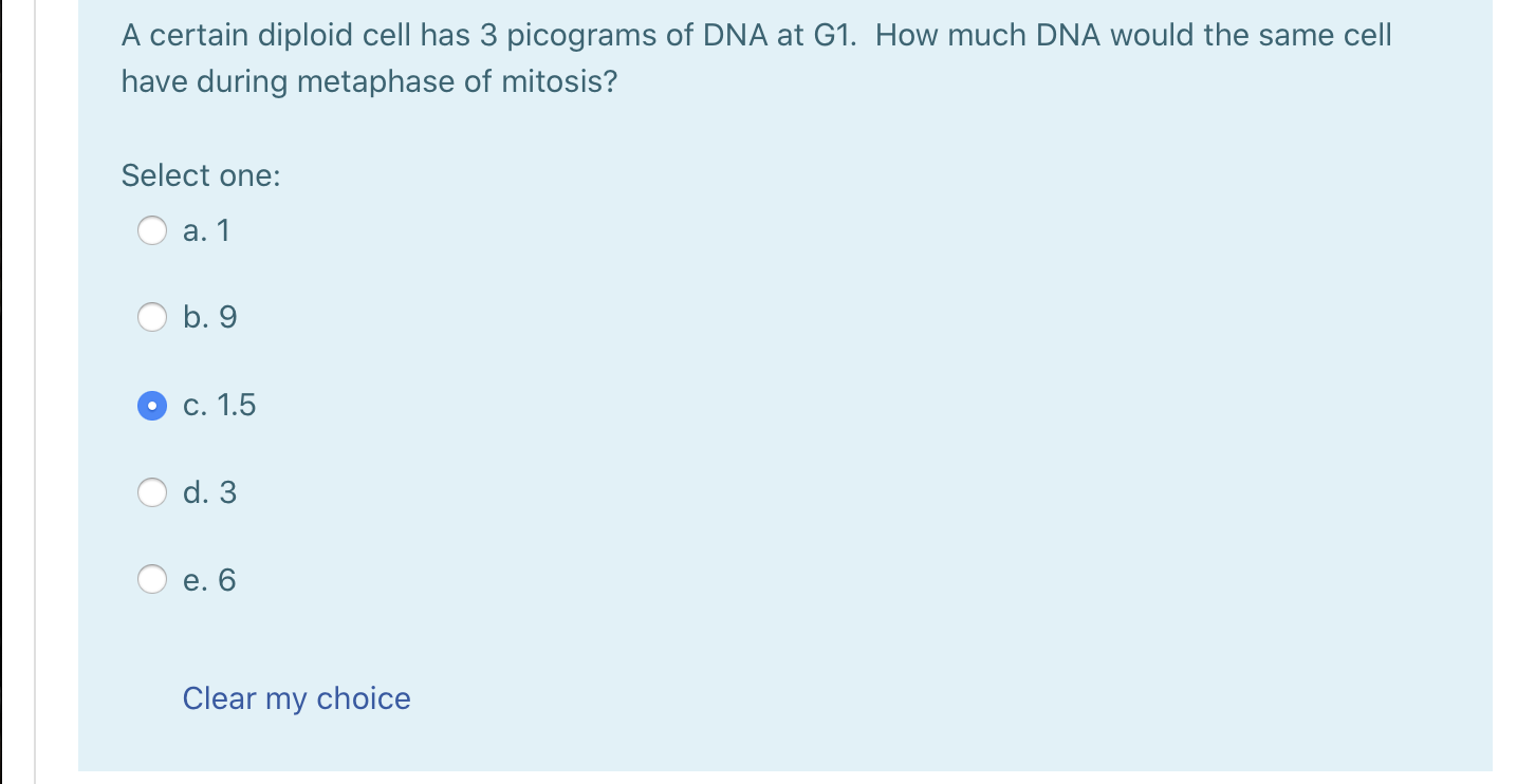 Solved A certain diploid cell has 3 picograms of DNA at G1. | Chegg.com