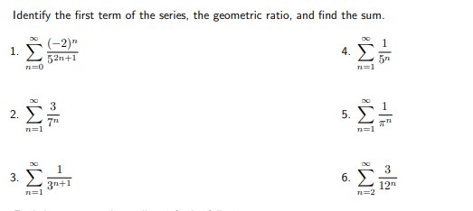 Solved Identify the first term of the series, the geometric | Chegg.com