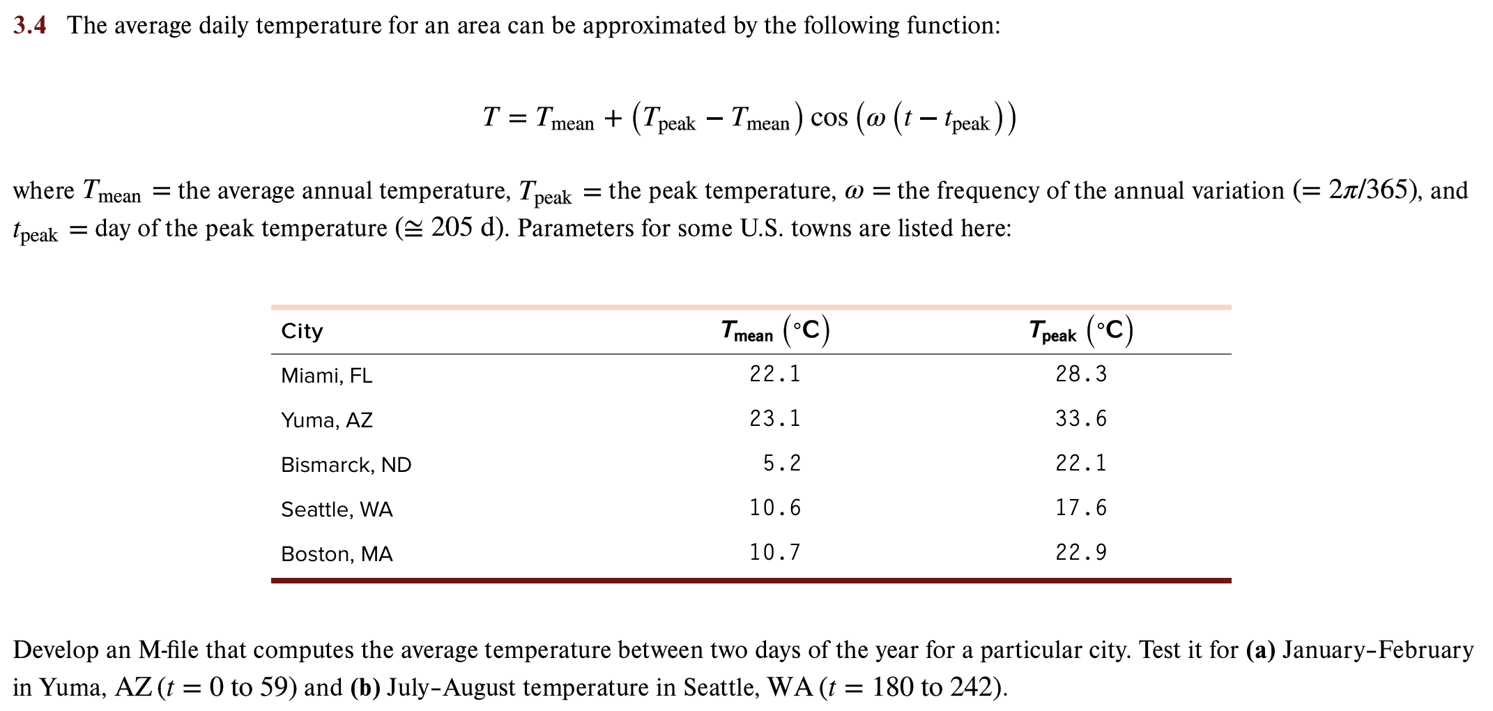 Solved 3.4 ﻿The average daily temperature for an area can be | Chegg.com