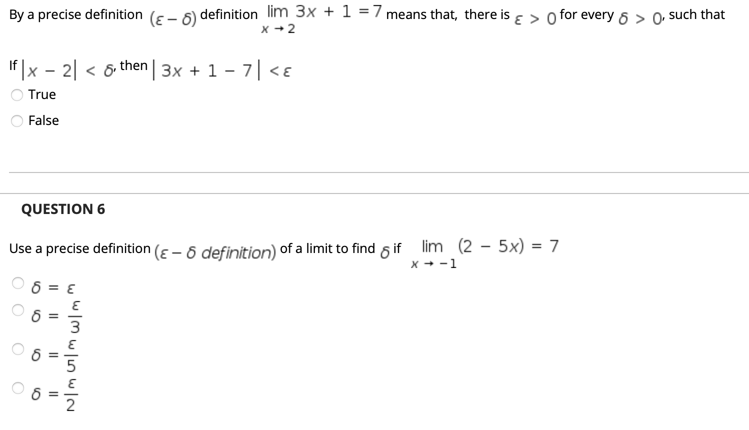 Solved By a precise definition (E-6) definition lim 3x + 1 = | Chegg.com