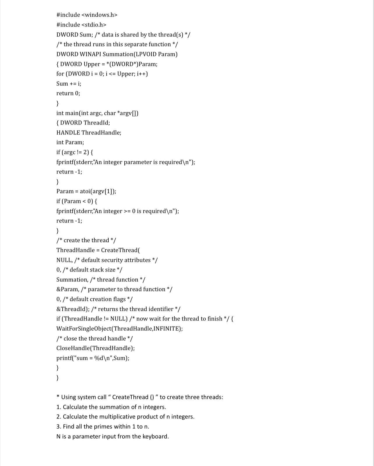 Solved \#include > \#include > DWORD Sum; /* data is shared | Chegg.com