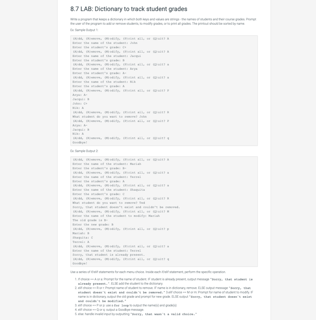 Solved Write a program that keeps a dictionary in which both | Chegg.com
