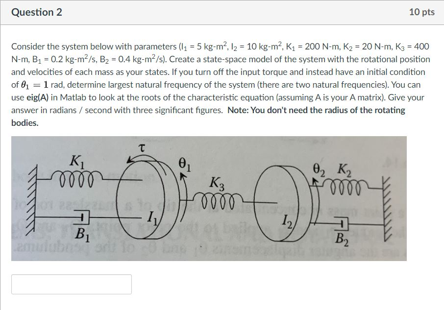Solved Engineering Dynamic Systems Problem: Consider the | Chegg.com