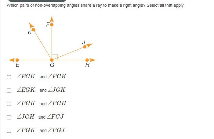 Solved Which pairs of non-overlapping angles share a ray to | Chegg.com