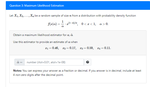 Solved Question 3: Maximum Likelihood Estimation Let X1, | Chegg.com