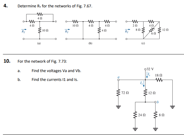 Solved 4. Determine Rt for the networks of Fig. 7.67. 412 w | Chegg.com