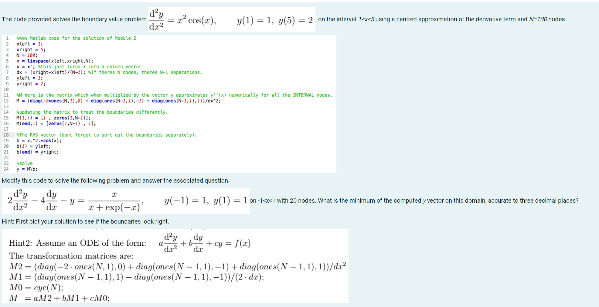 Solved dạy The code provided solves the boundary value | Chegg.com