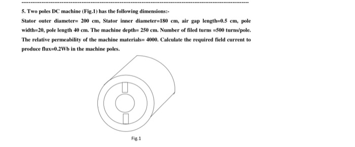 Solved 5. Two poles DC machine (Fig.1) has the following | Chegg.com