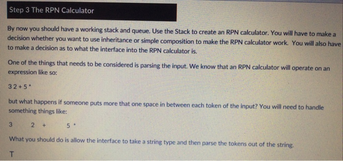 Solved Step 3 The RPN Calculator By now you should have a | Chegg.com