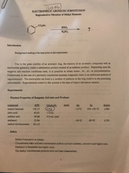 Solved Lab# ELECTROPHILIC AROMATIC SUBSTITUTION | Chegg.com