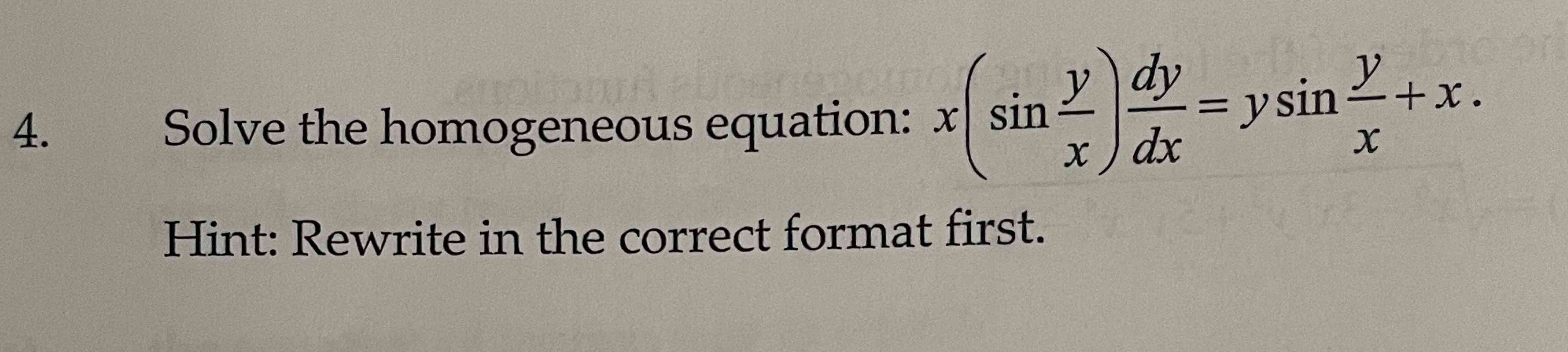 Solved Solve the homogeneous equation: | Chegg.com