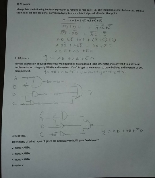 Solved 1) 20 points. Manipulate the following Boolean | Chegg.com