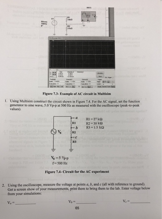 Solved Figure 7.3- Example of AC circuit in Multisim 1. | Chegg.com