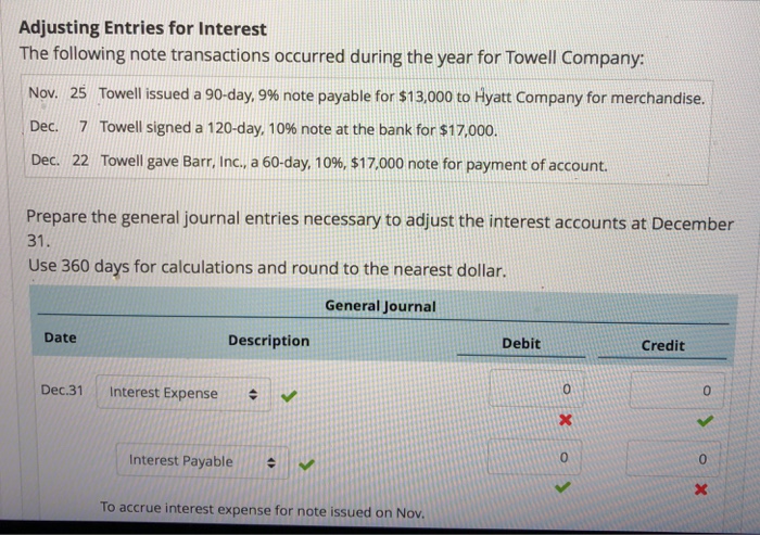 Solved Adjusting Entries for Interest The following note | Chegg.com