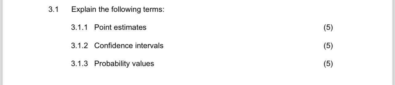 Solved 3.1 ﻿Explain the following terms:3.1.1 ﻿Point | Chegg.com