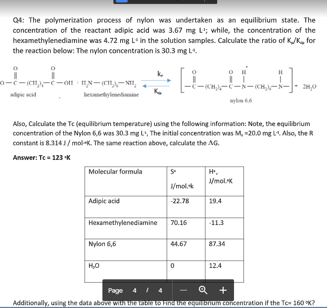Solved Q4: The polymerization process of nylon was | Chegg.com