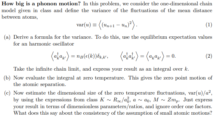 How big is a phonon motion? In this problem, we | Chegg.com
