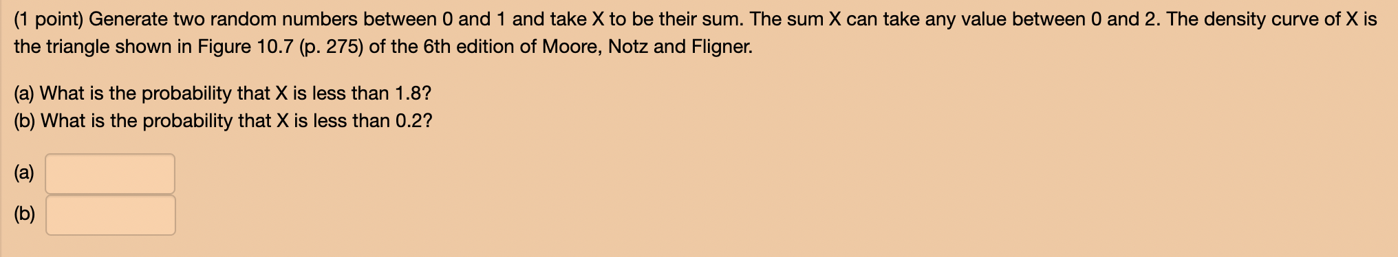 ( 1 point) Generate two random numbers between 0 and | Chegg.com