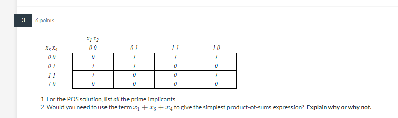 Solved 1. For the POS solution, list all the prime | Chegg.com