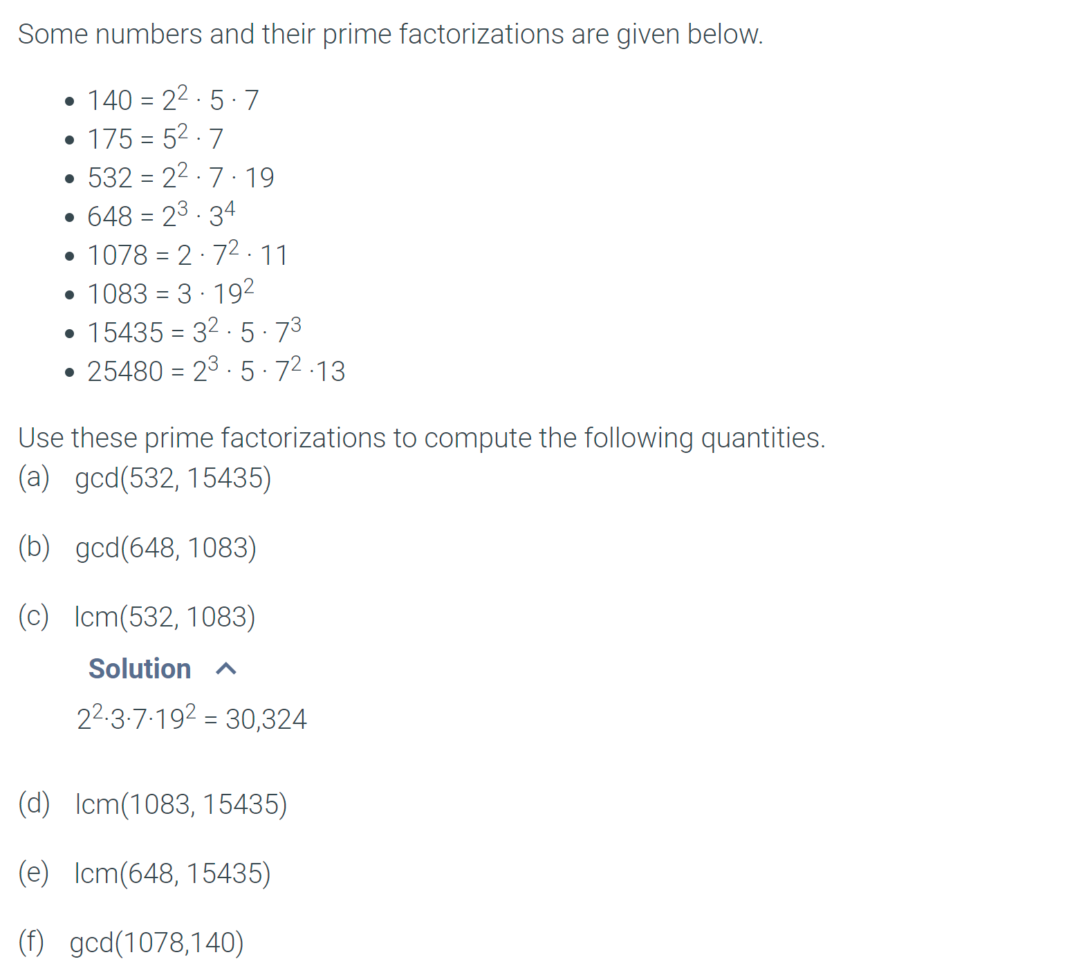 Solved Some numbers and their prime factorizations are given | Chegg.com